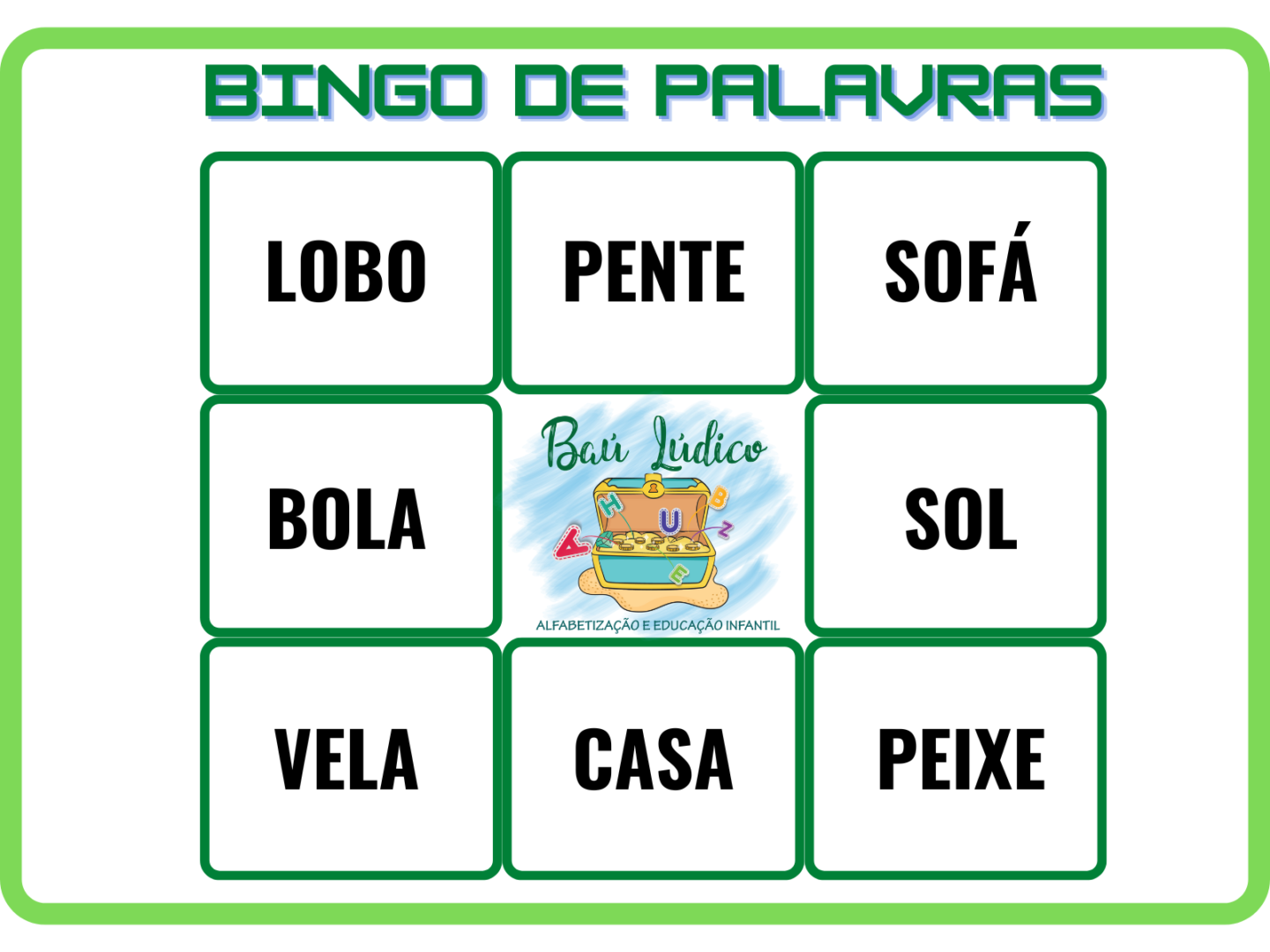 Bingo de Palavras - Baú Lúdico