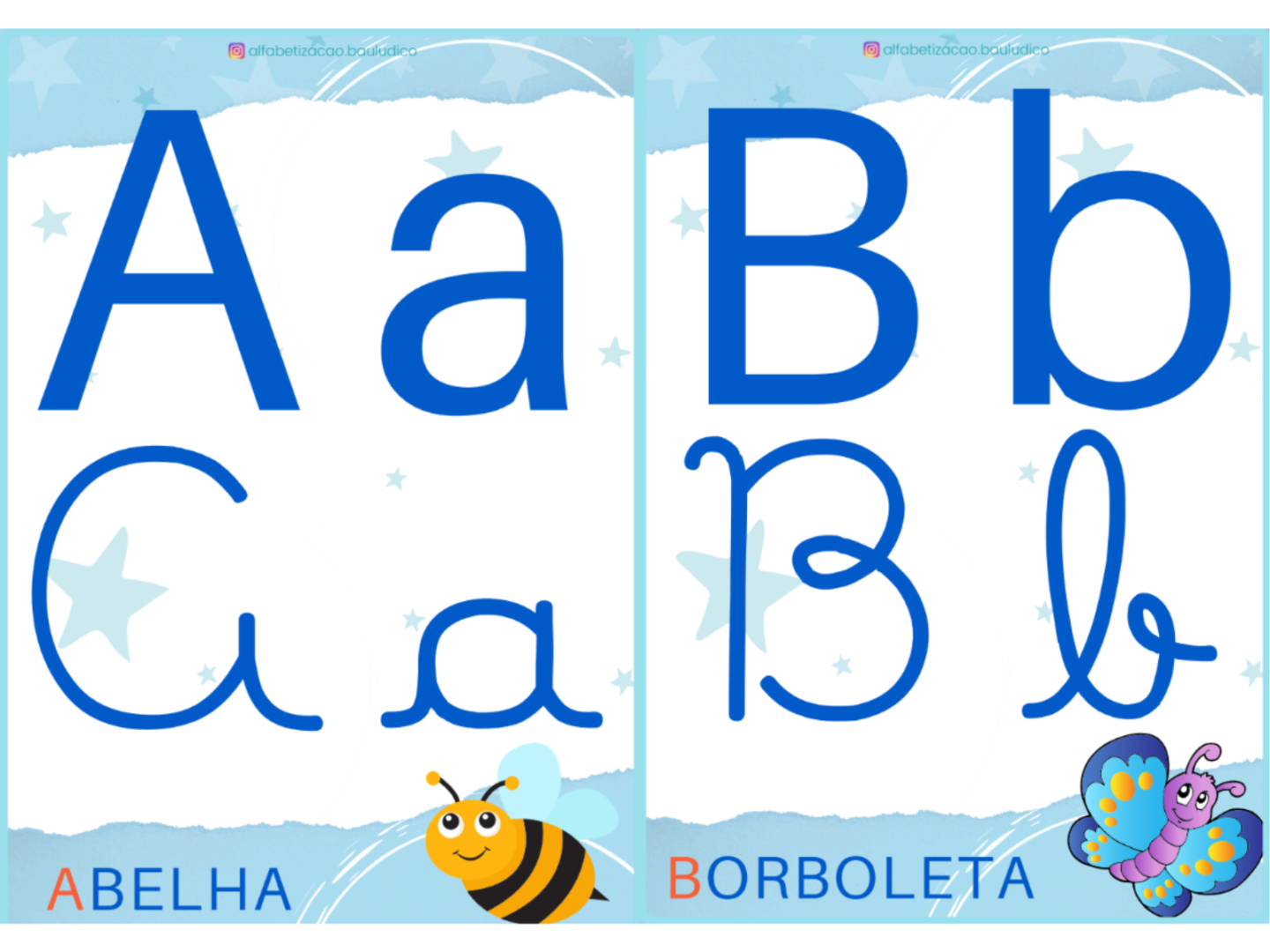 Alfabeto de parede: Aprendendo os Quatro Tipos de Escrita - Baú Lúdico